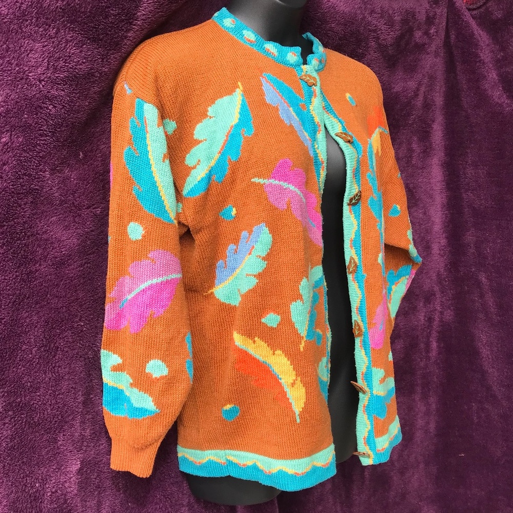 Vintage Christine Foley Art To Wear Cardigan L - Gem